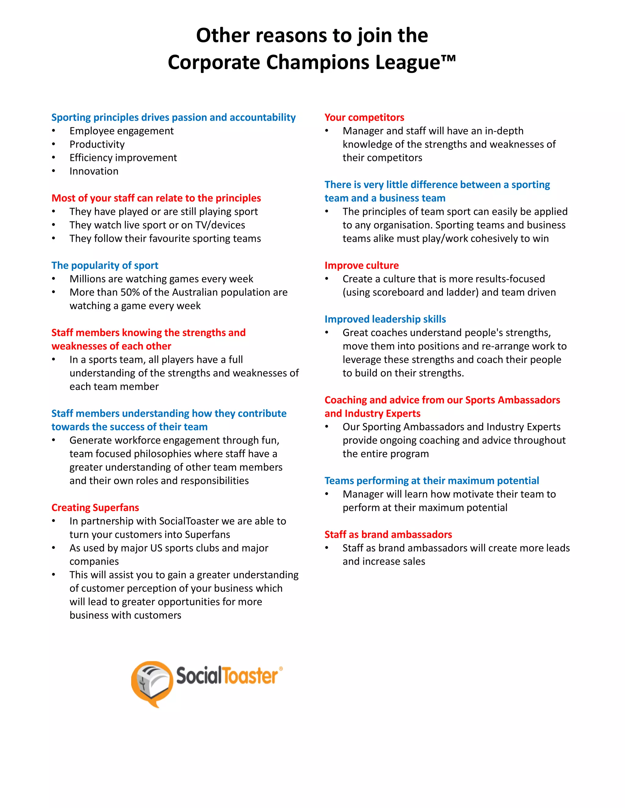 Corporate Sports Club brochure | PDF