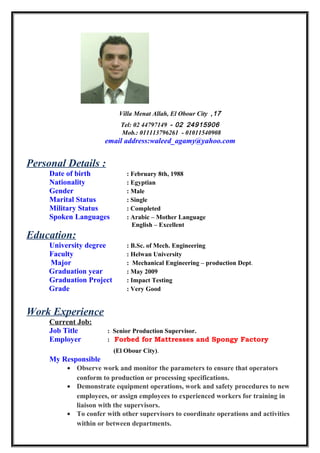 Waleed Agamy CV | DOC