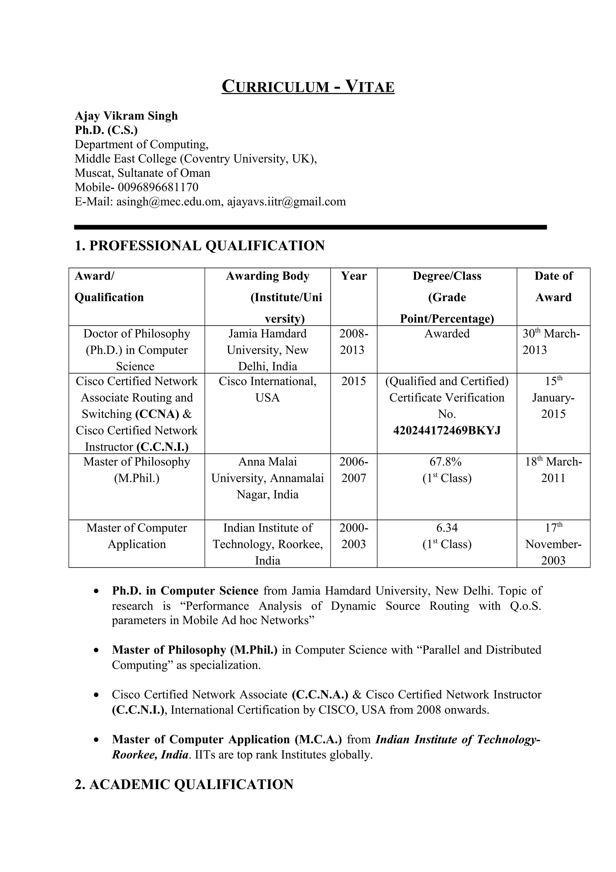 Ajay Vikram Singh | DOC | Computer Networking | Computing