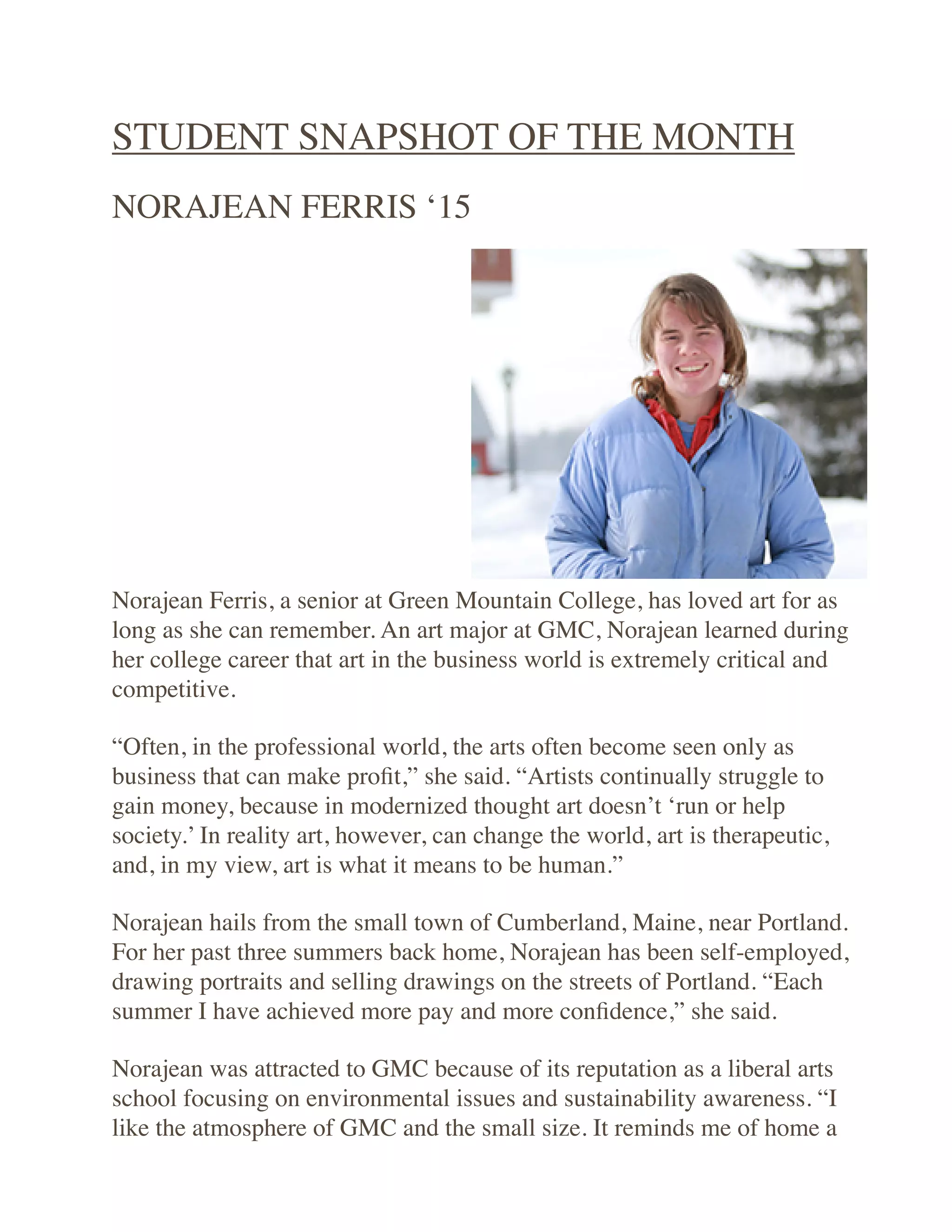 Student Snapshot of the Month pdf. | PDF