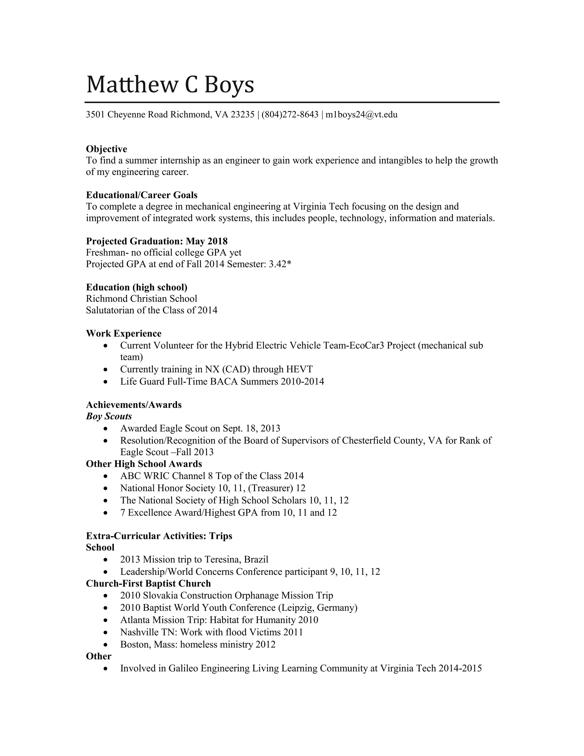MatthewBoys Resume PDF | PDF