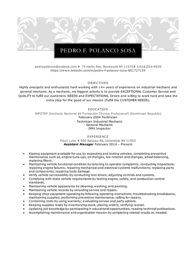 Pedro F Polanco Sosa Resume | PDF