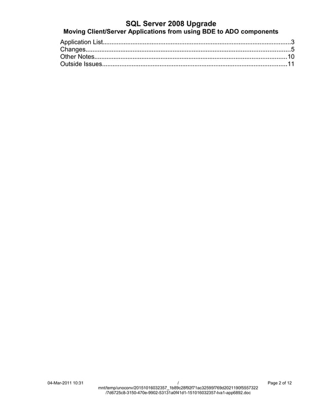 SQL Server 2008 Upgrade | PDF