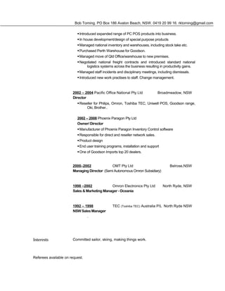 Bob Torning - Resume VerII | PDF