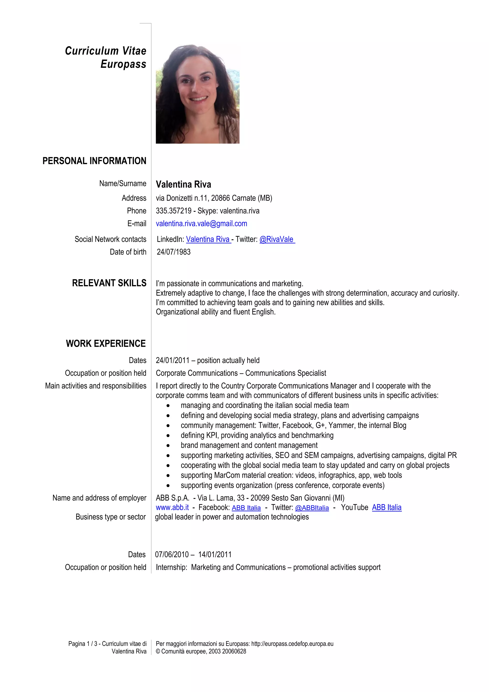 CV_Valentina_Riva_ENG2015 | PDF