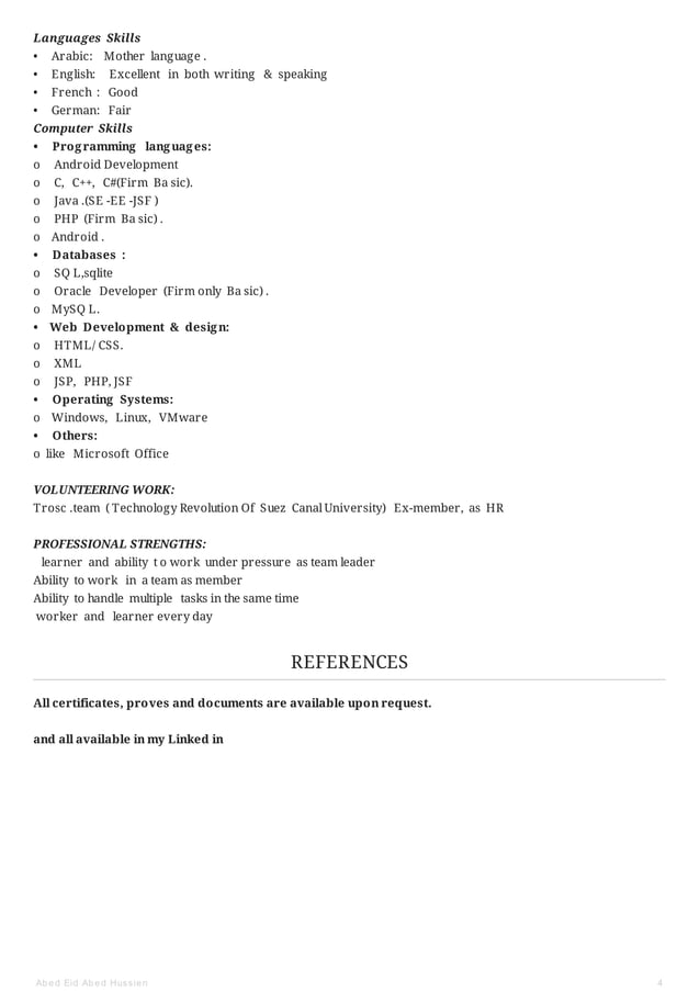 Abed Eid _CV | PDF | Operating Systems | Computer Software and Applications