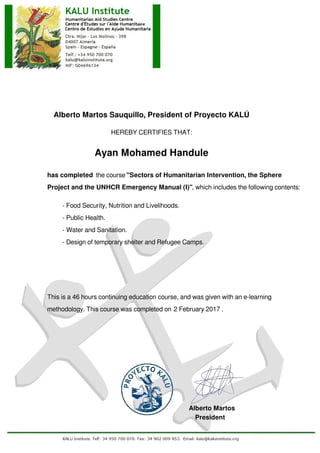 MDICHA_Certificate Sectors I | PDF