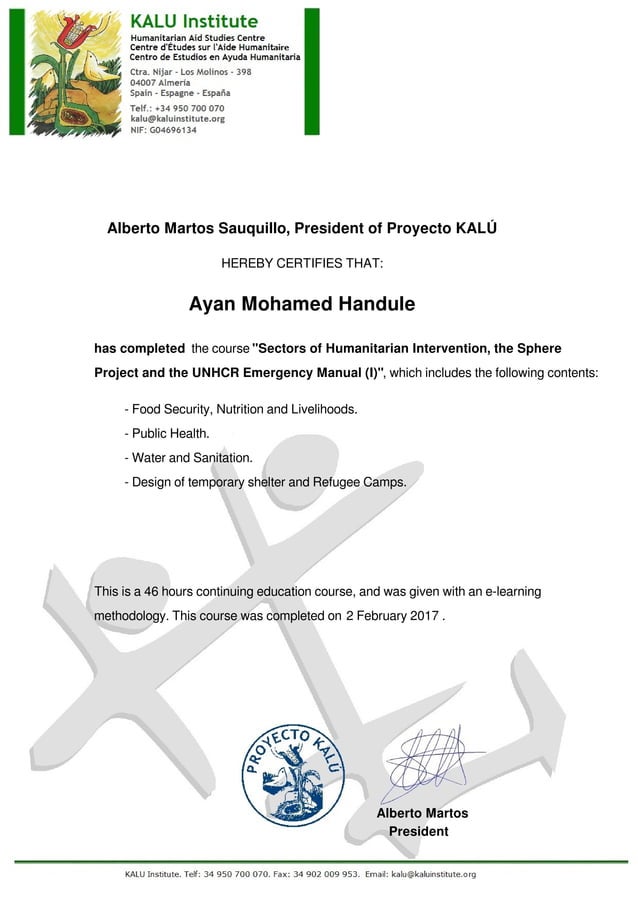 MDICHA_Certificate Sectors I | PDF