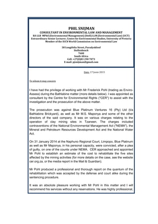 Reference Letter Phil Snijman | PDF