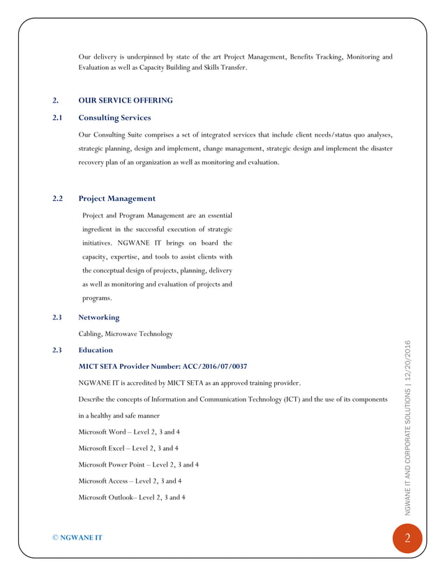 NGWANE IT Profile 2016 | PDF