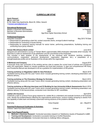 CV - Aamir Dossani | PDF