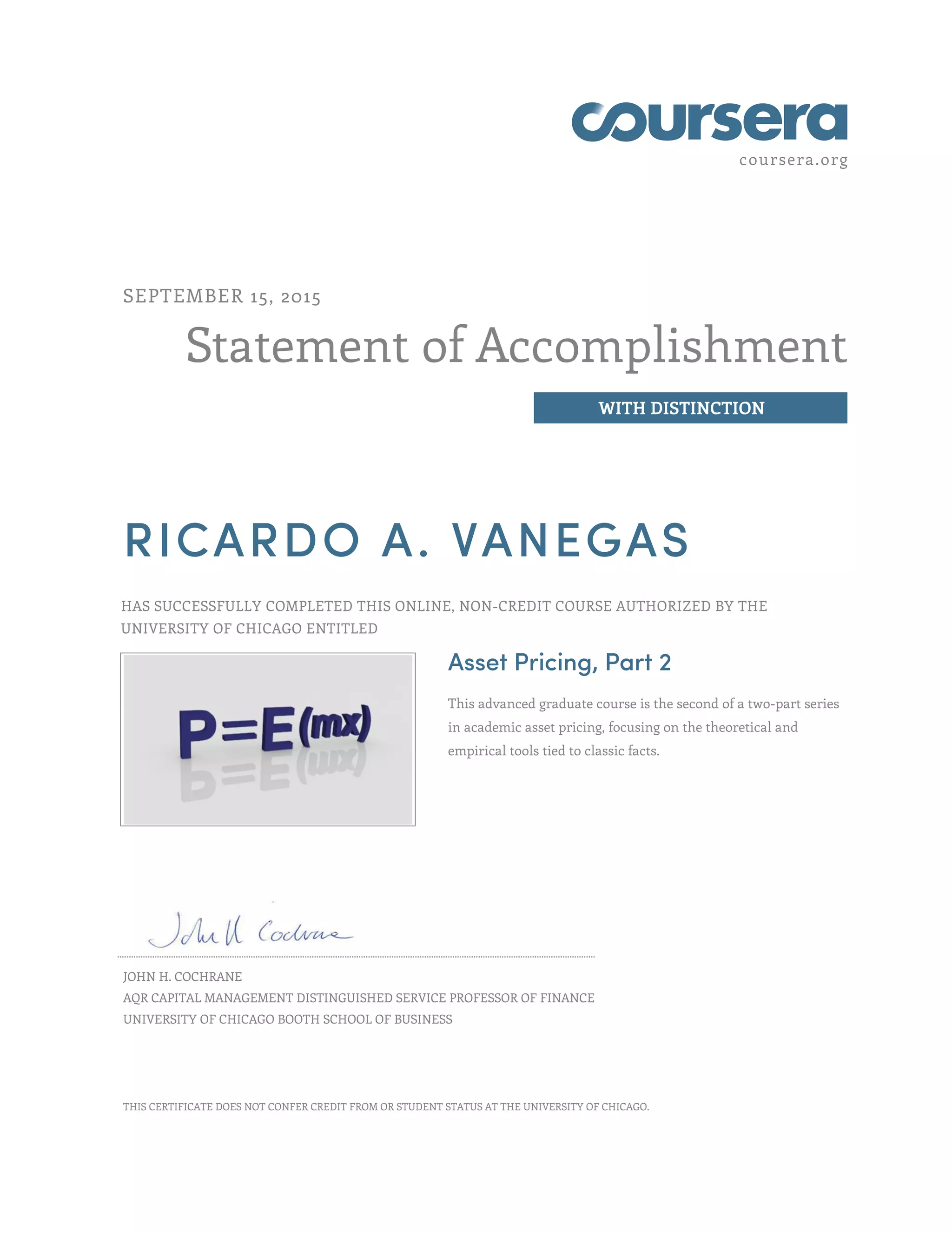 Coursera_assetpricing2_2015 | PDF