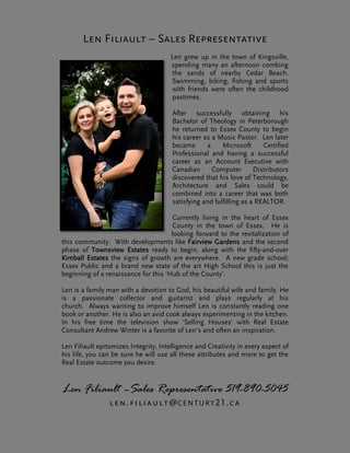 Len Filiault Bio Jan 2015-gray | PDF | Real Estate Industry | Industries