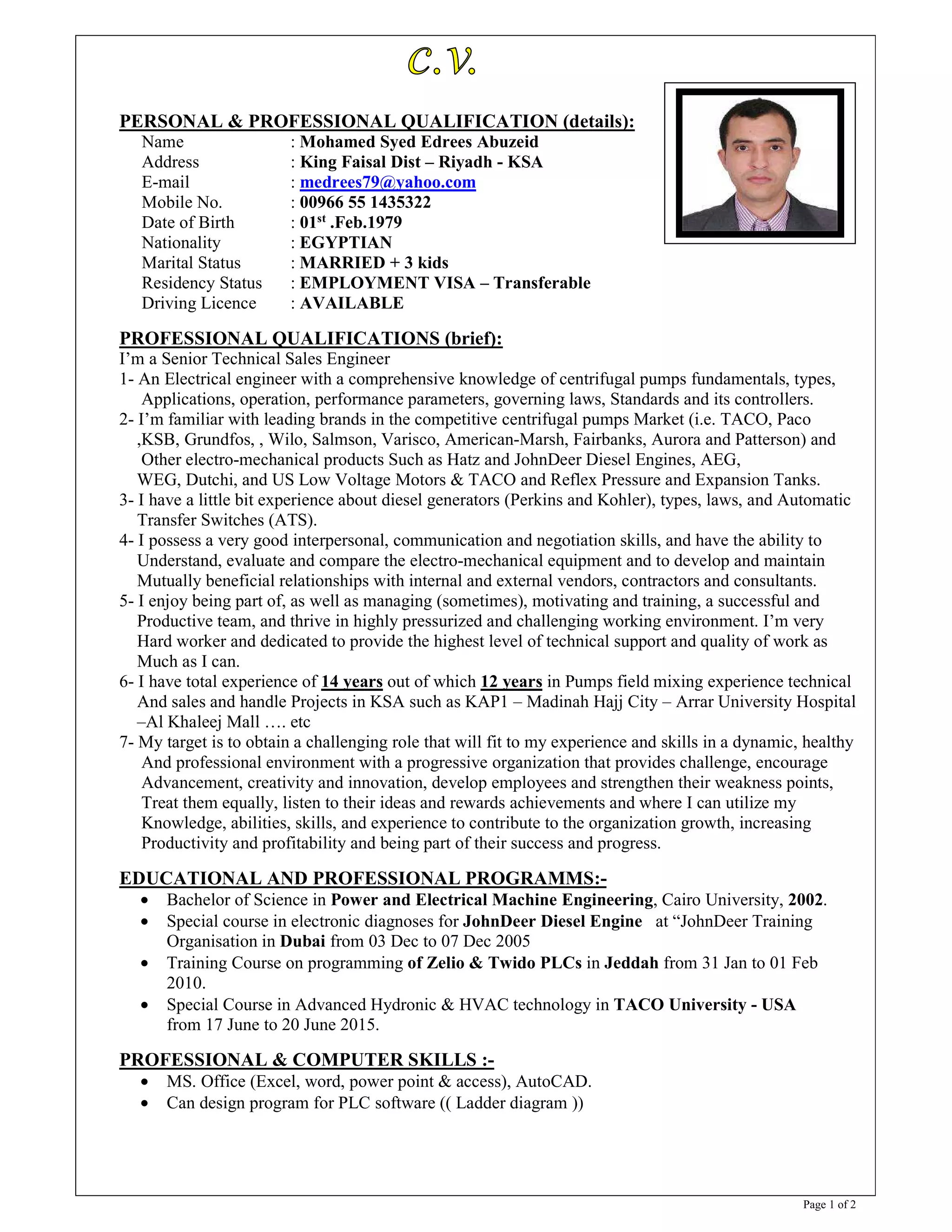 Mohamed Edrees CV - June16 | PDF