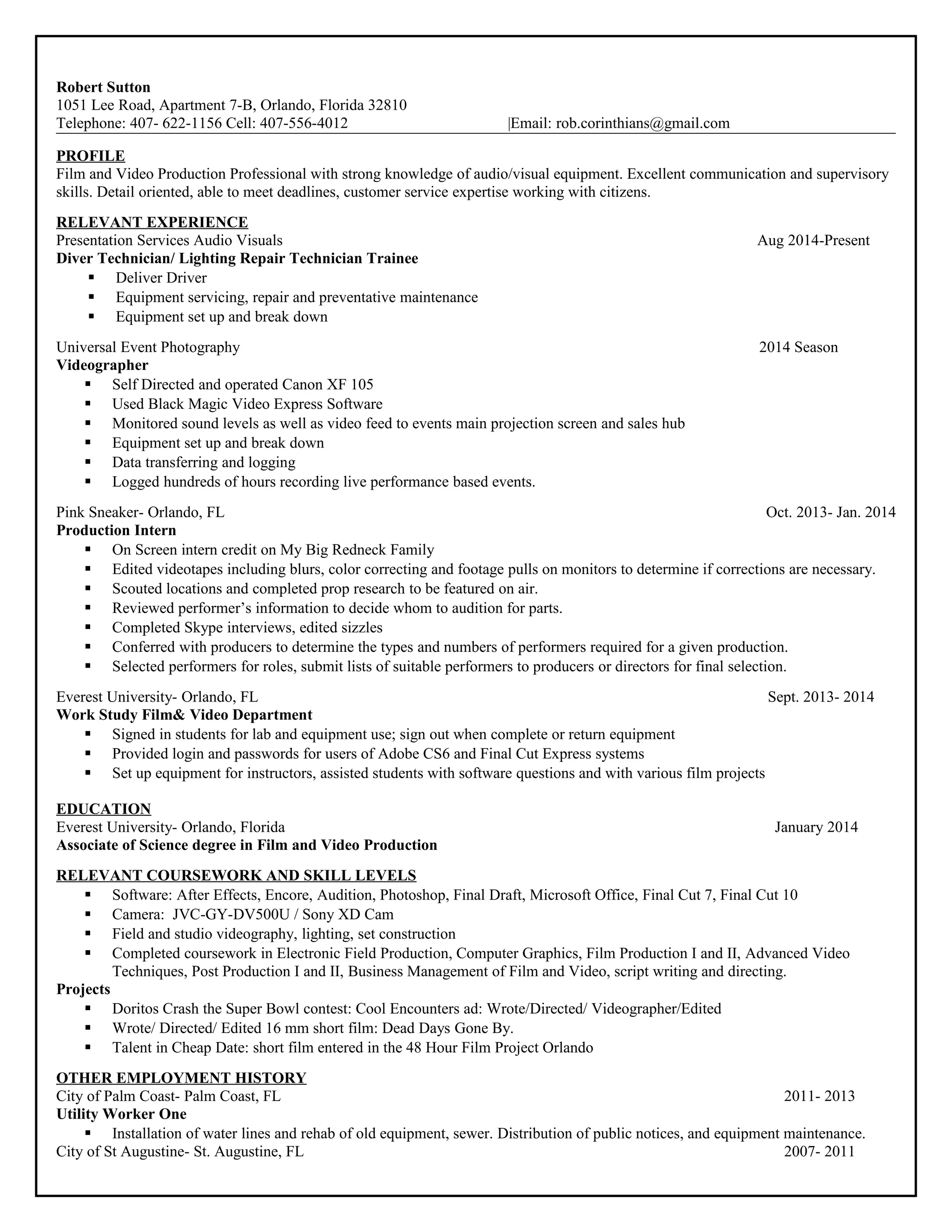 Robert Suttonresumecityoforlando | DOC