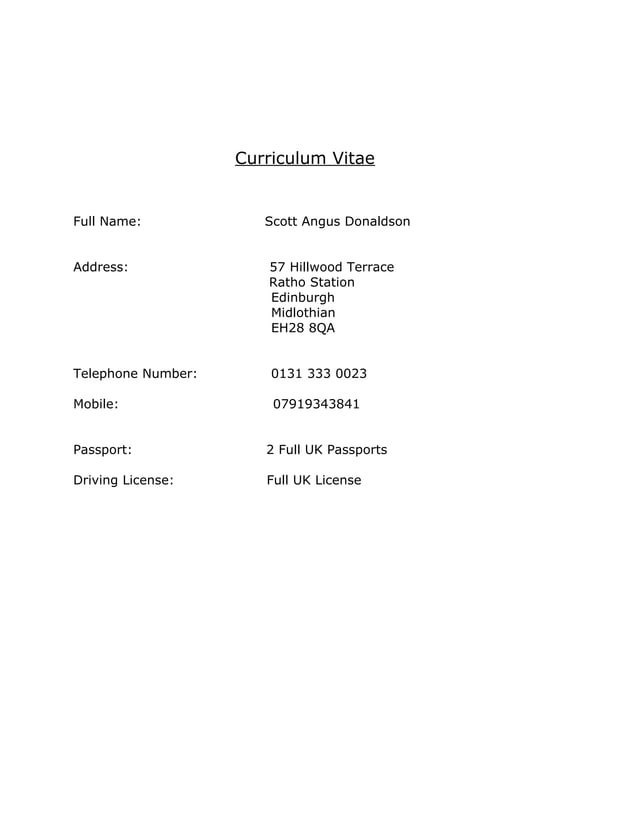 Scott Donaldson CV - Copy - for merge | DOC | Resume Writing and Advice ...