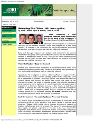 Defending Fire Claims 101_ Investigation | PDF