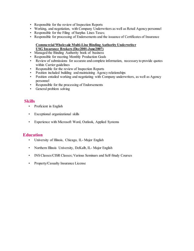 audrey's resume0314 | DOCX | Insurance | Personal Finance