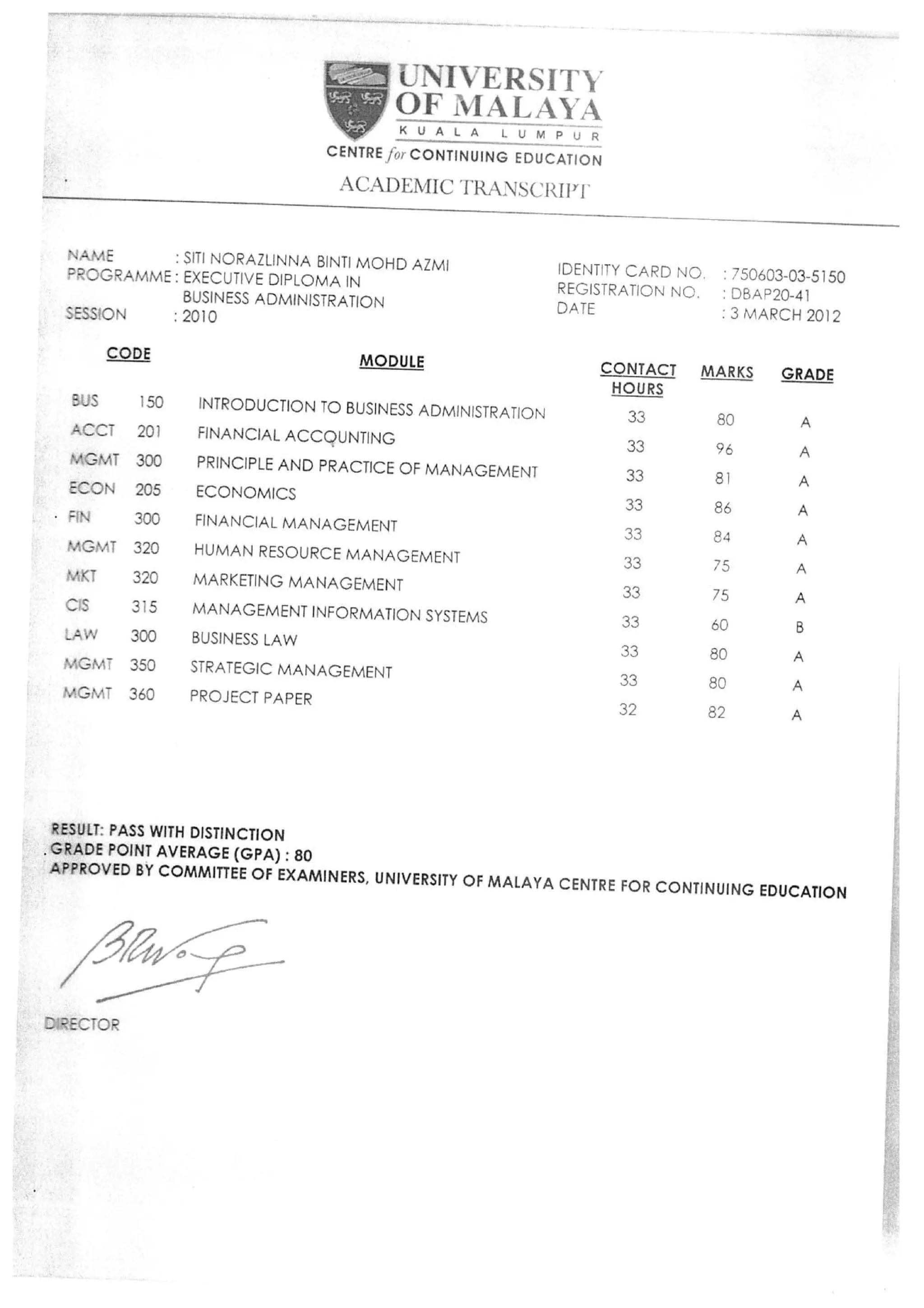 Diploma Transcript | PDF