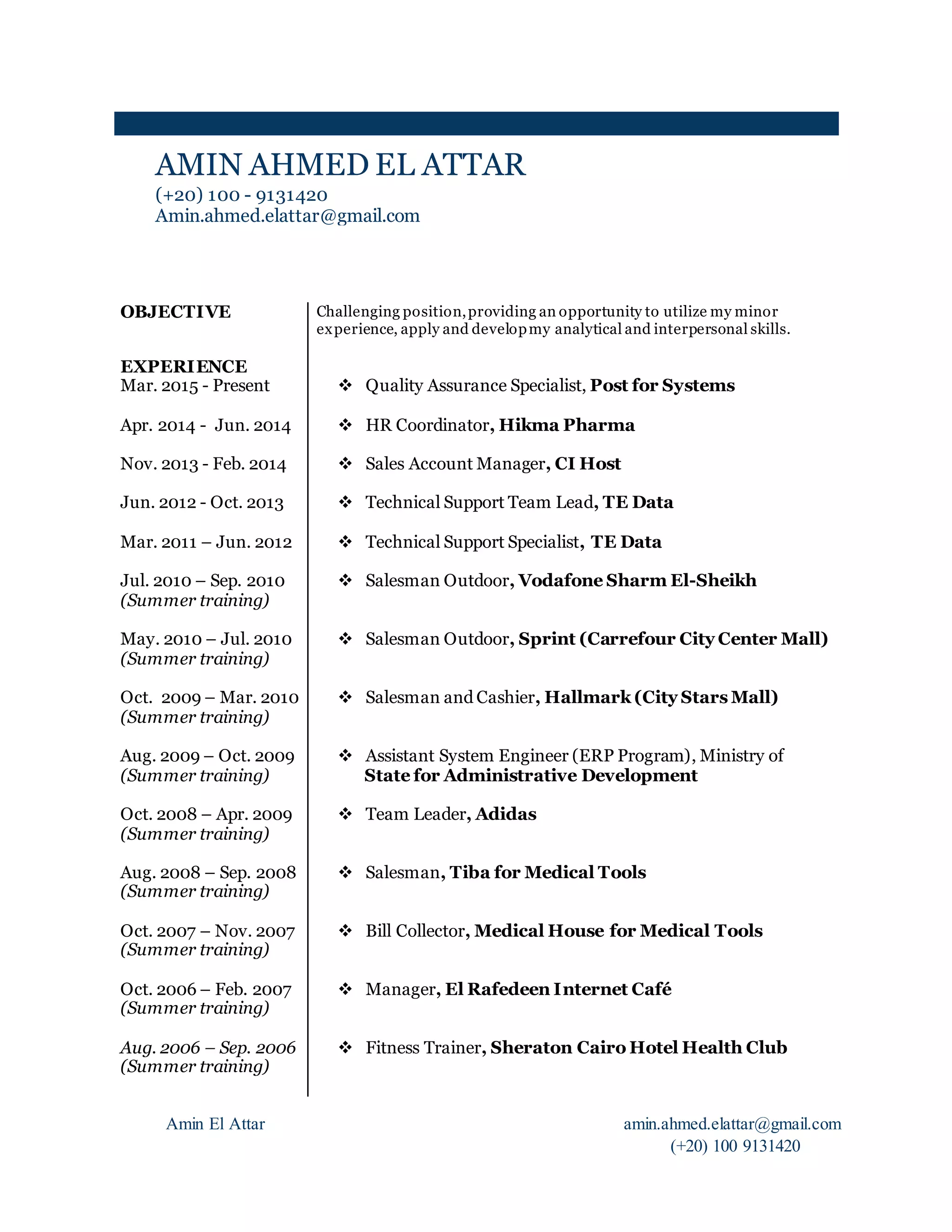 Amin El Attar's CV | DOCX