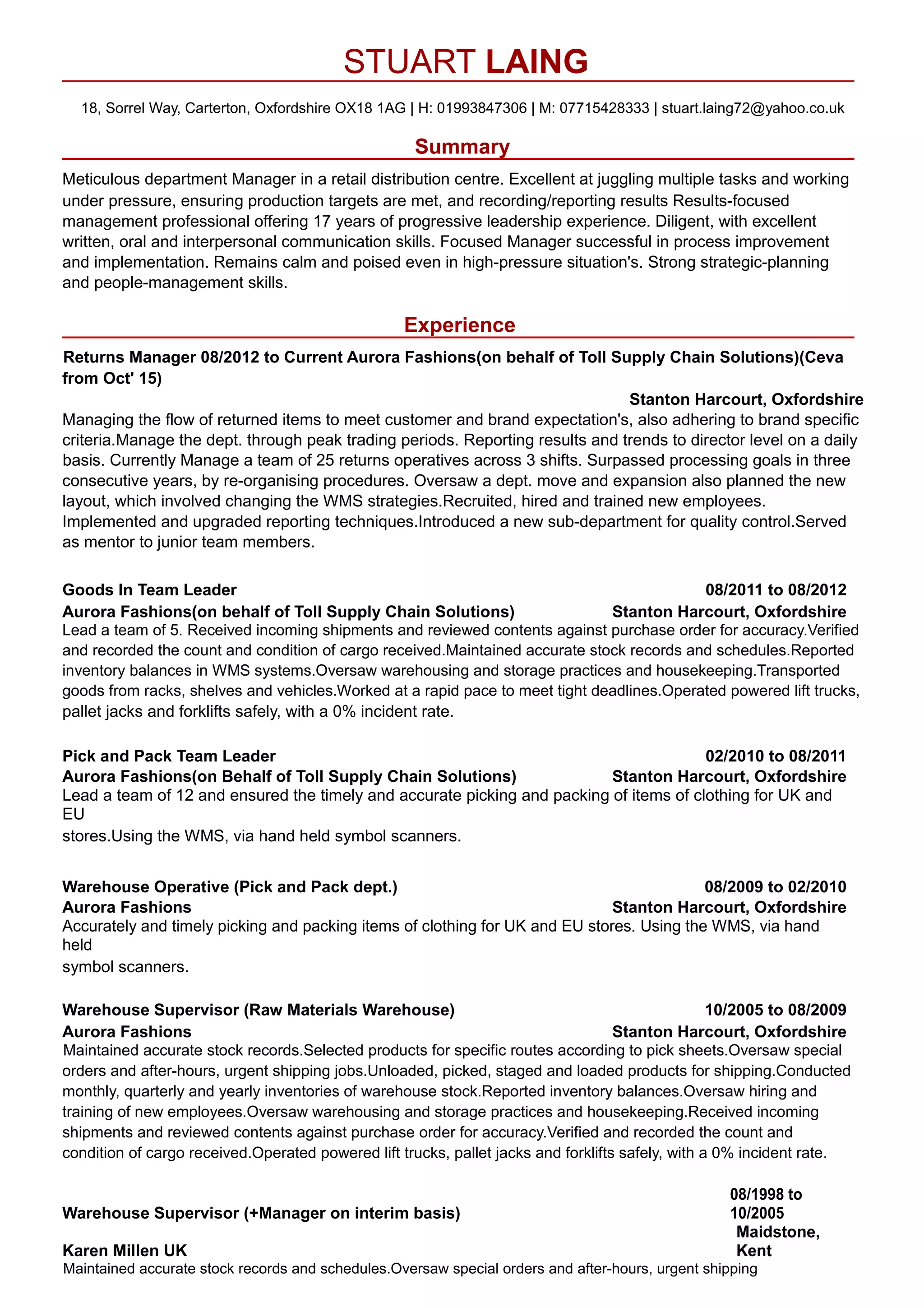 Stuart Laing CV | PDF