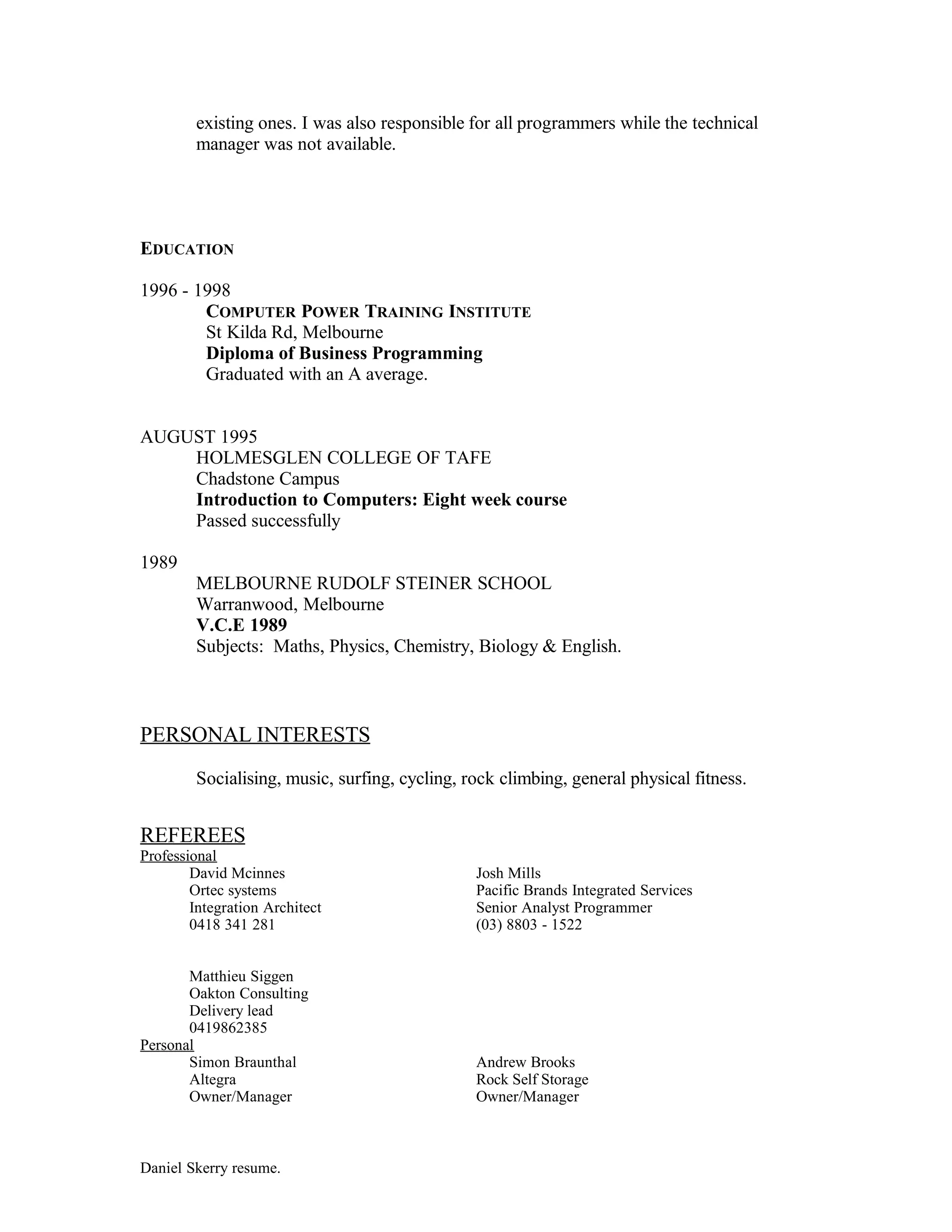 Daniel Skerry Resume | DOC