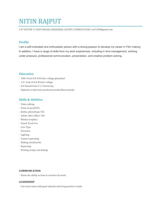 NITIN RAJPUT C V | DOCX | Documentary | Genres