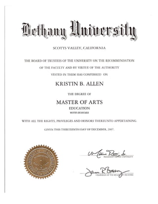 Masters Degree Certificate | PDF