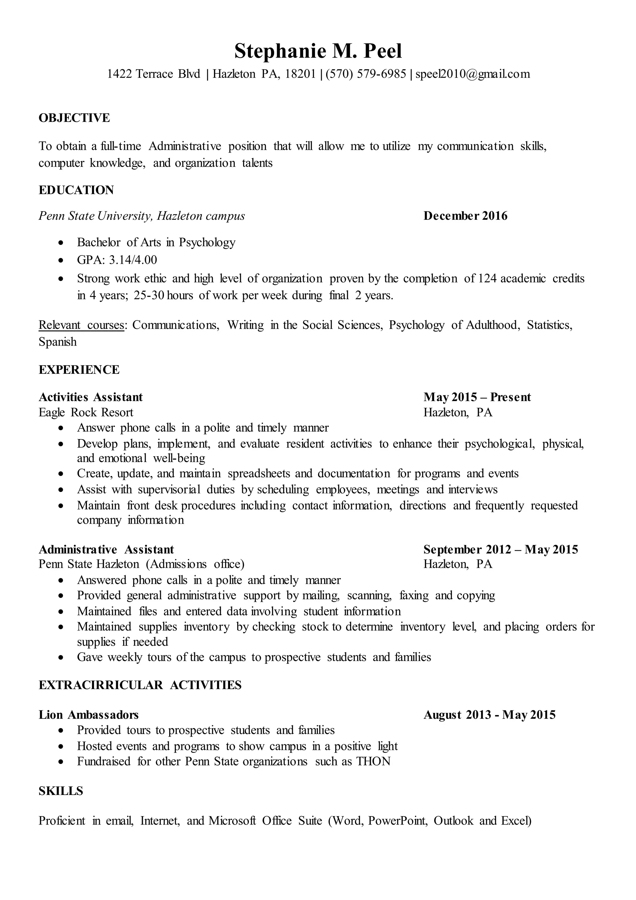 Stephanie Peel Resume | PDF