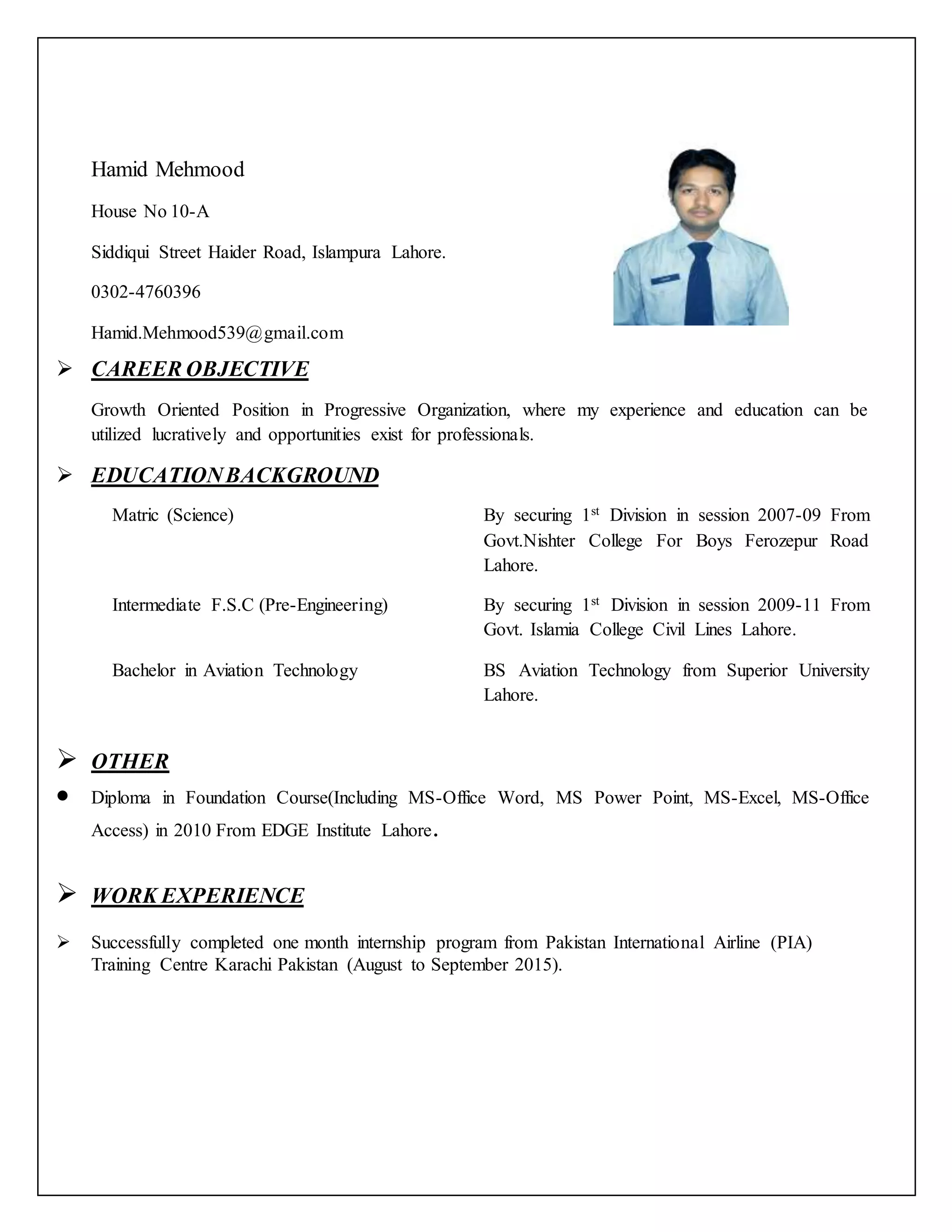 Hamid Mehmood CV | DOCX