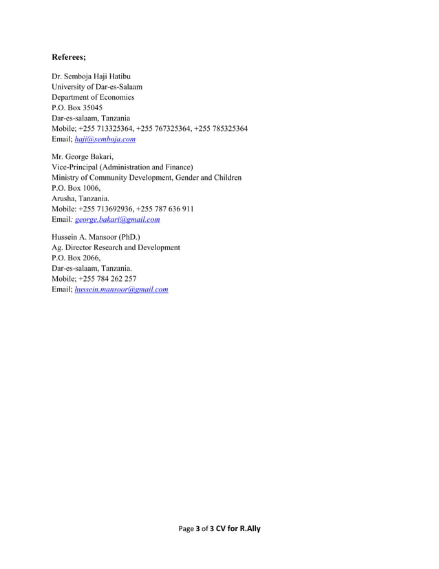 CV of REHEMA ALLY | PDF | Business | Business and Finance