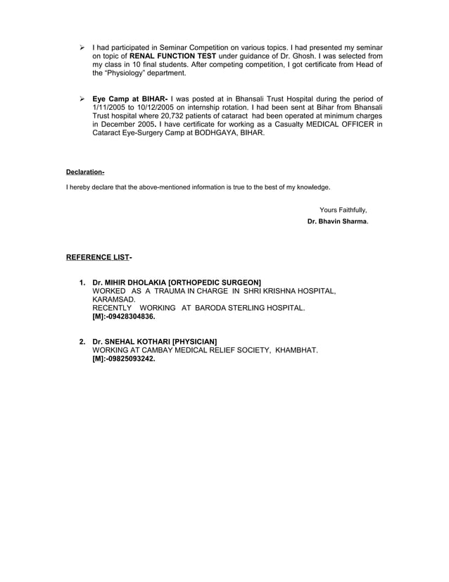 Dr.Bhavin Resume | DOC | Injuries | Diseases and Conditions