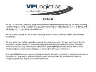 The Visual Pak Companies Overiew | PPT | Logistics | Business