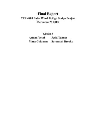 Final Report (Balsa Wood Bridge Design) | PDF