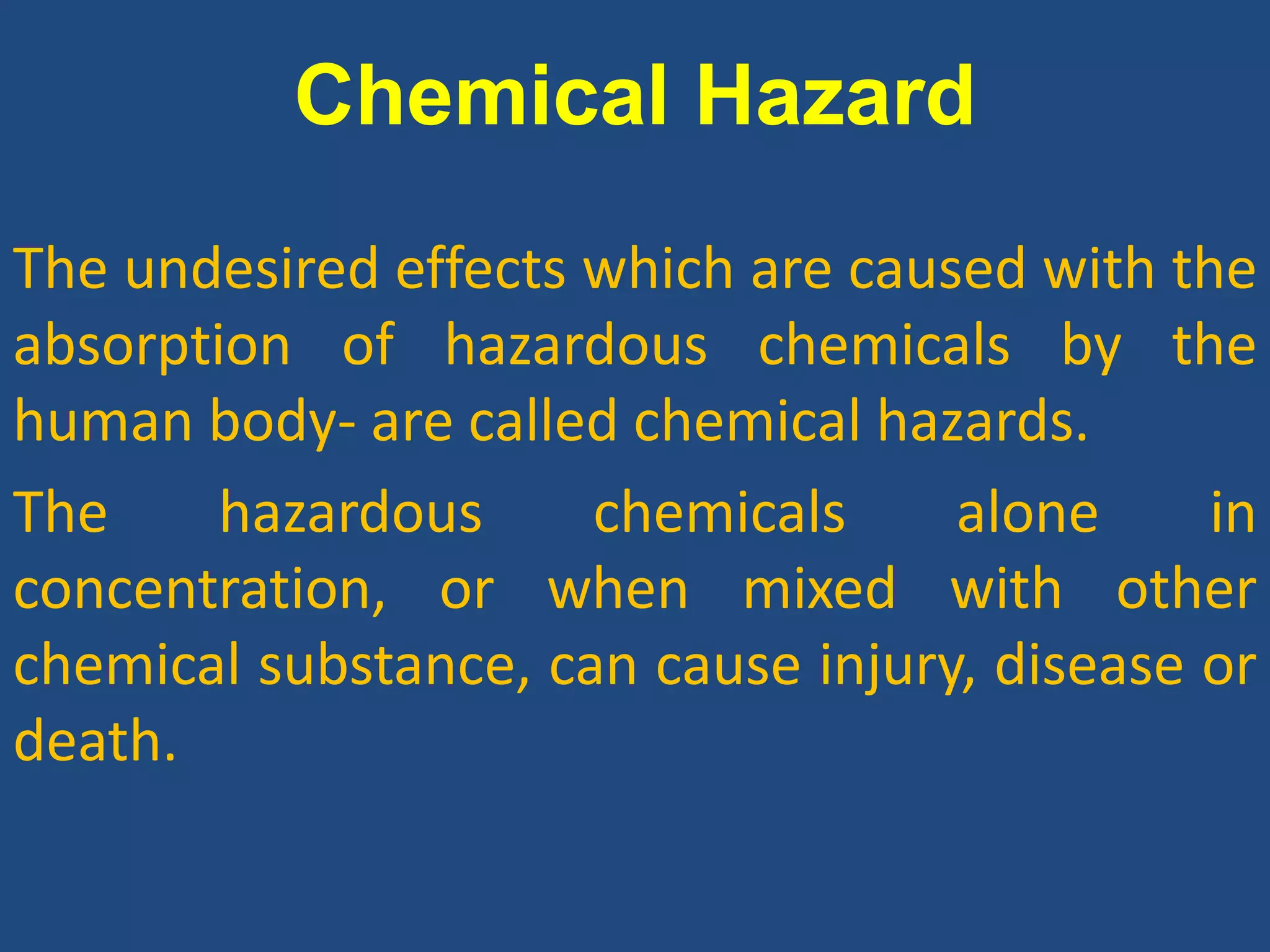 CHEMICALS HAZARDS AND TOXICITY | PPTX