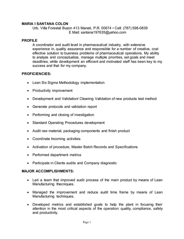 Resume Maria Santana | DOCX