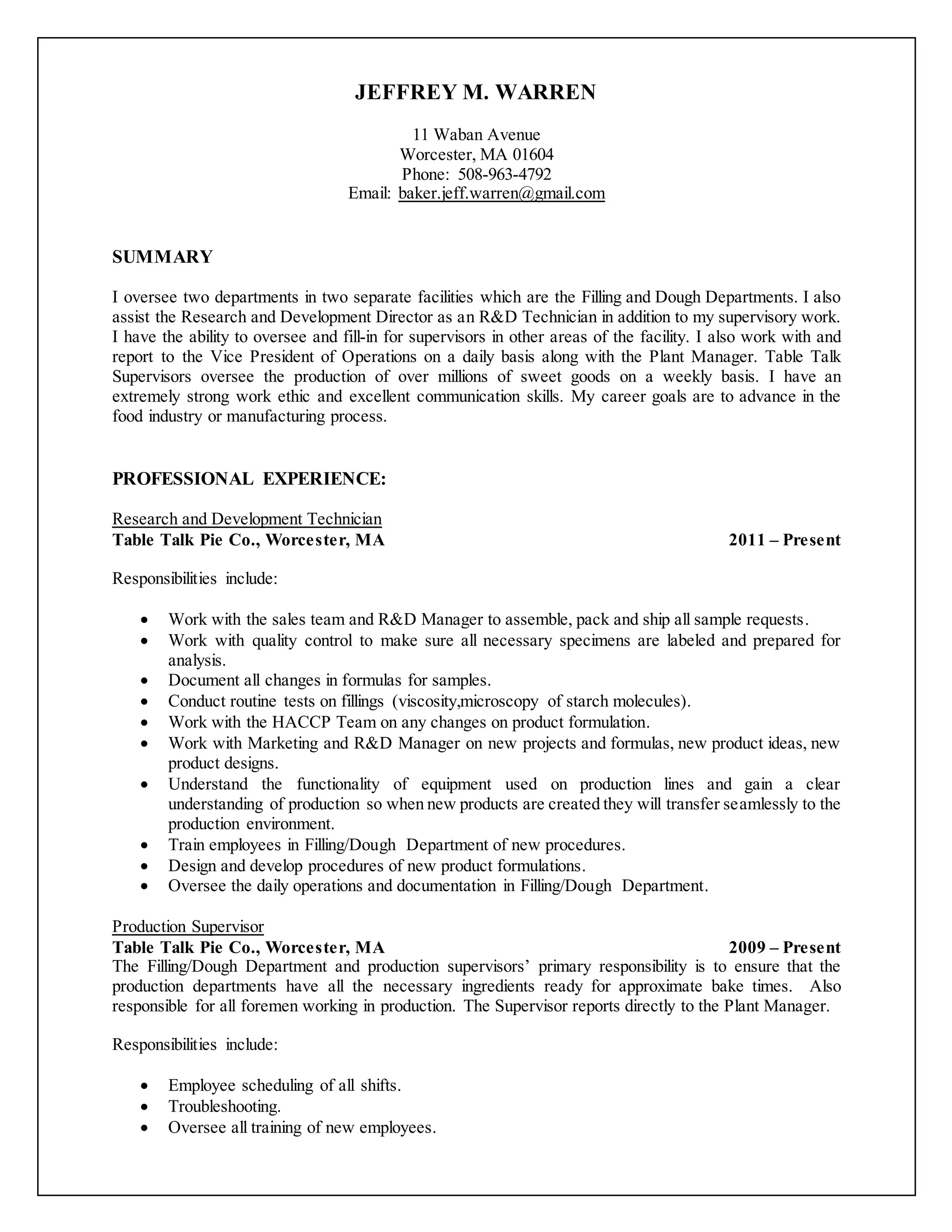 Jeffrey Warren RESUME | DOCX