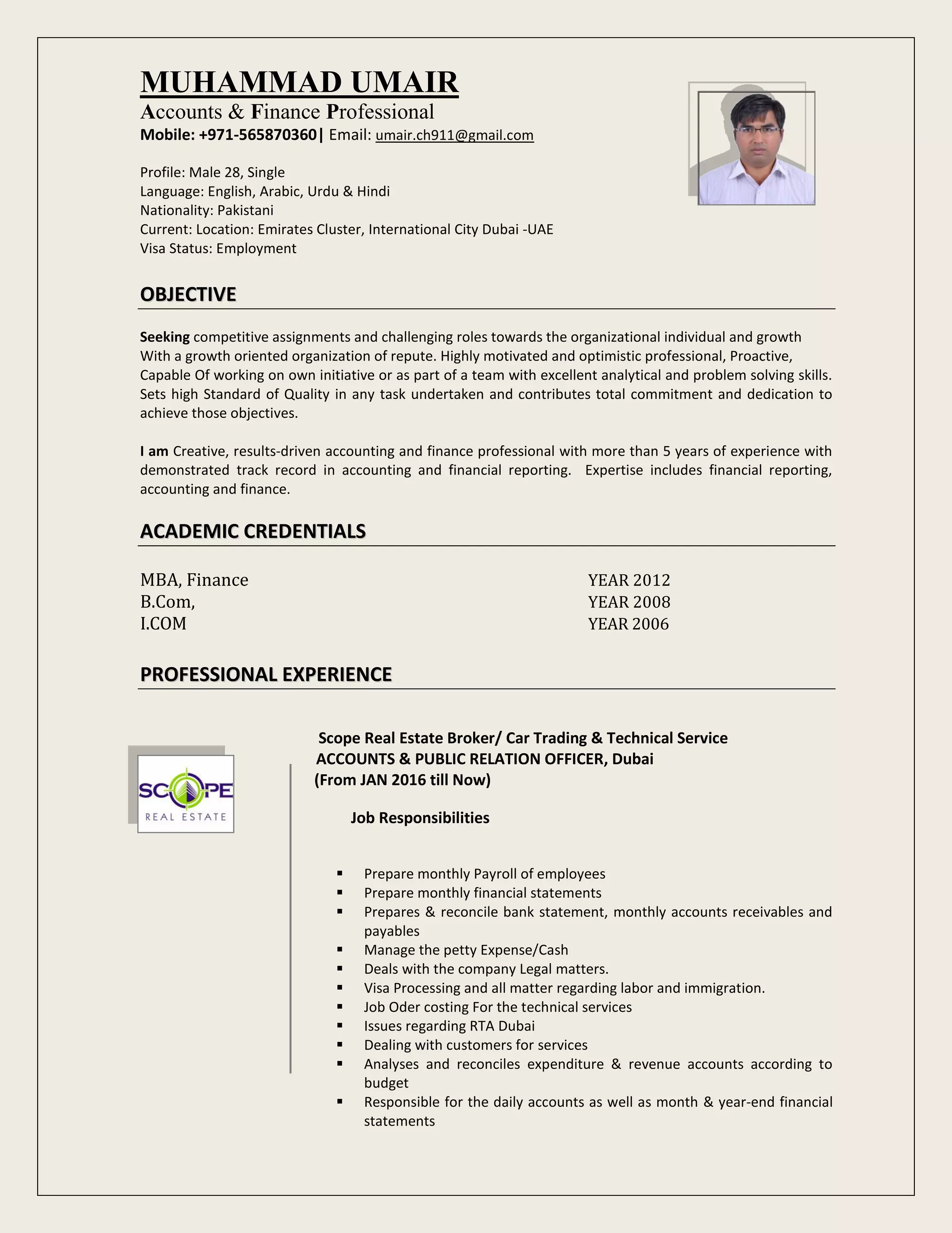 Umair Resume | PDF | Business Accounting & Finance | Business