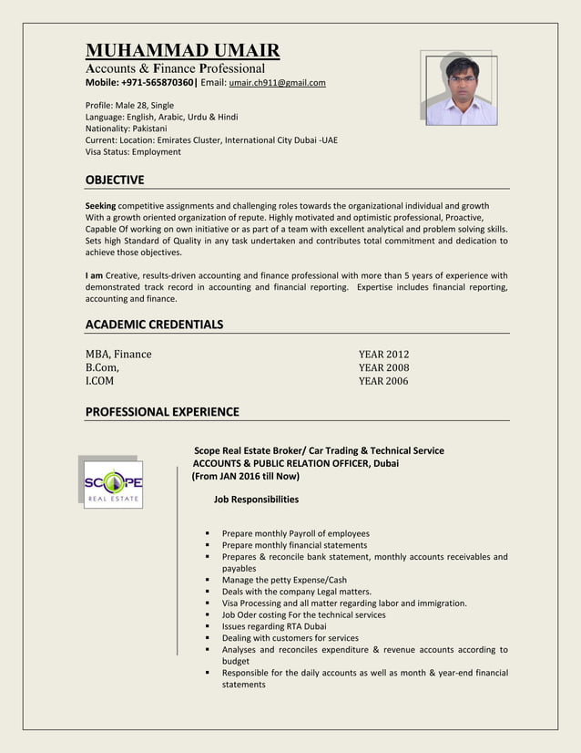 Umair Resume | PDF | Business Accounting & Finance | Business