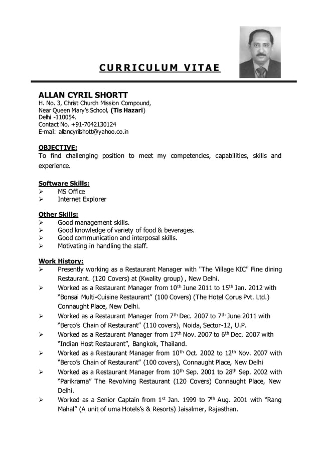Allan_Cyril_Shortt.resume | PDF