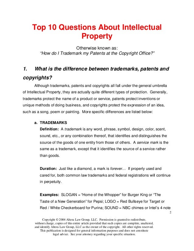 Top 10 Questions About Intellectual Property