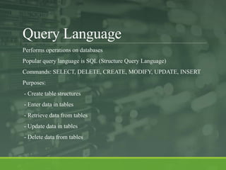 Features of Database Management Systems.pptx | Databases | Computer Software and Applications