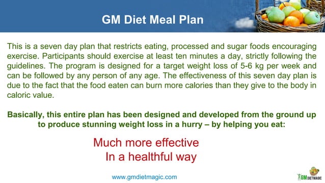 7 Days Gm Diet Meal Plan | PPT