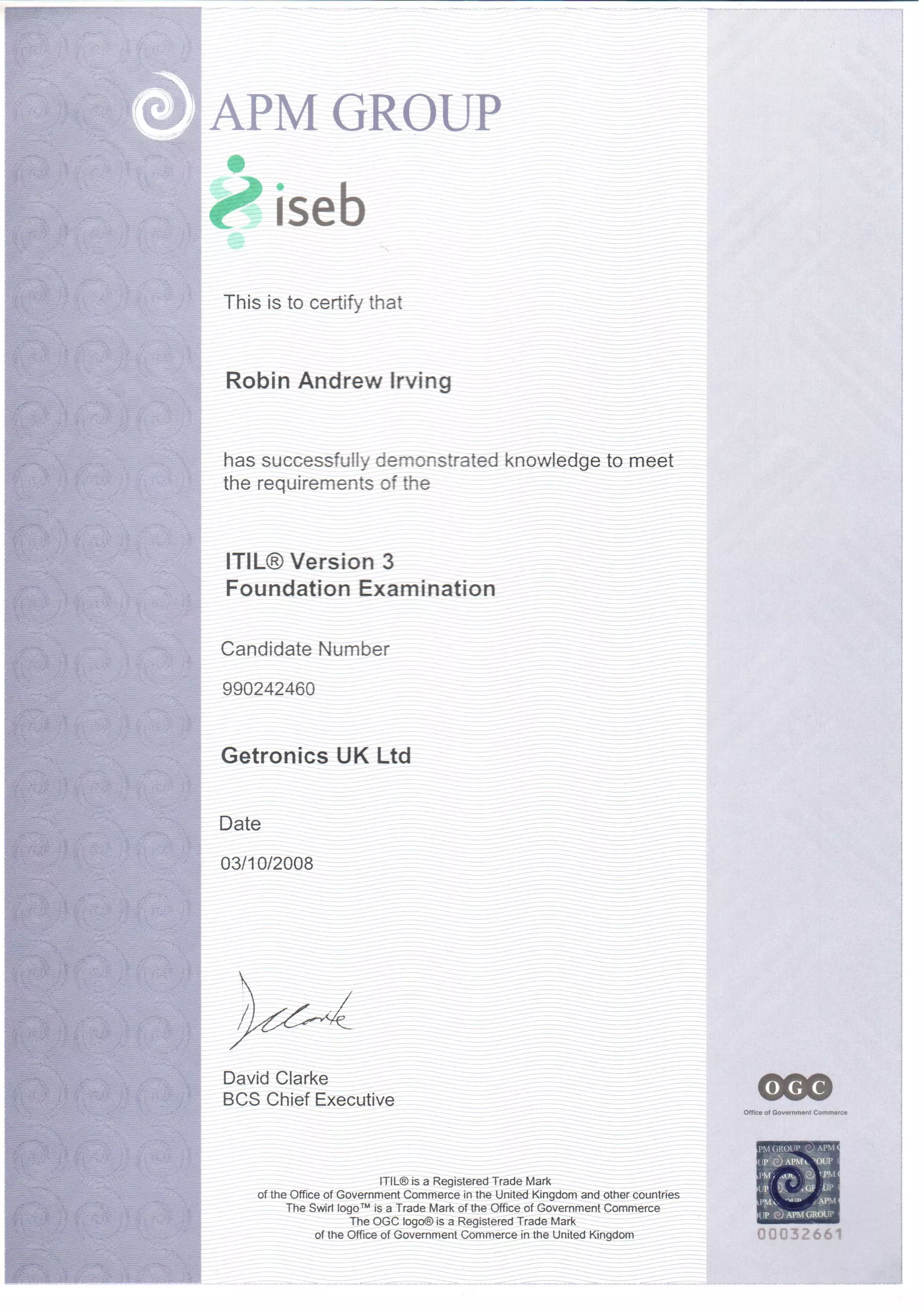 ITIL V3 Certificate | PDF