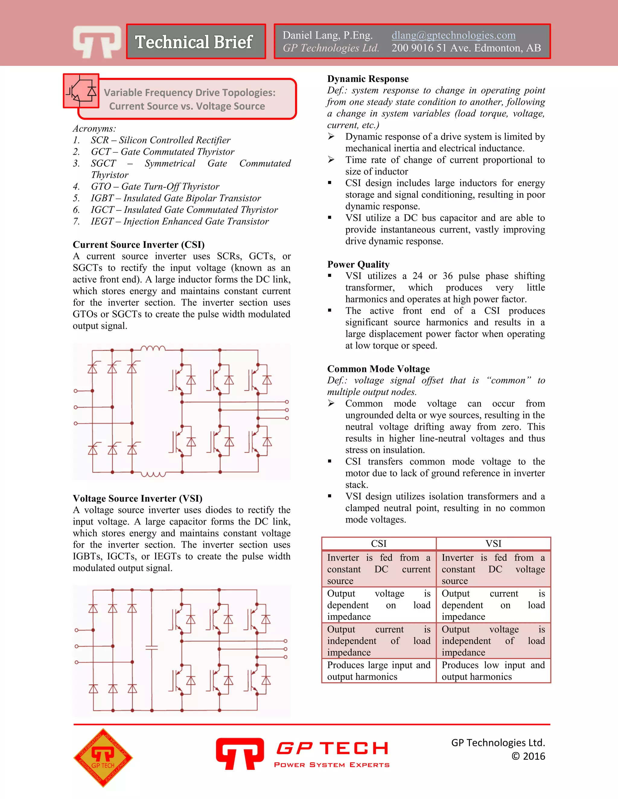 Technical Brief Voltage And Current Source Inverters Rev0 26 Dec 2016 Pdf