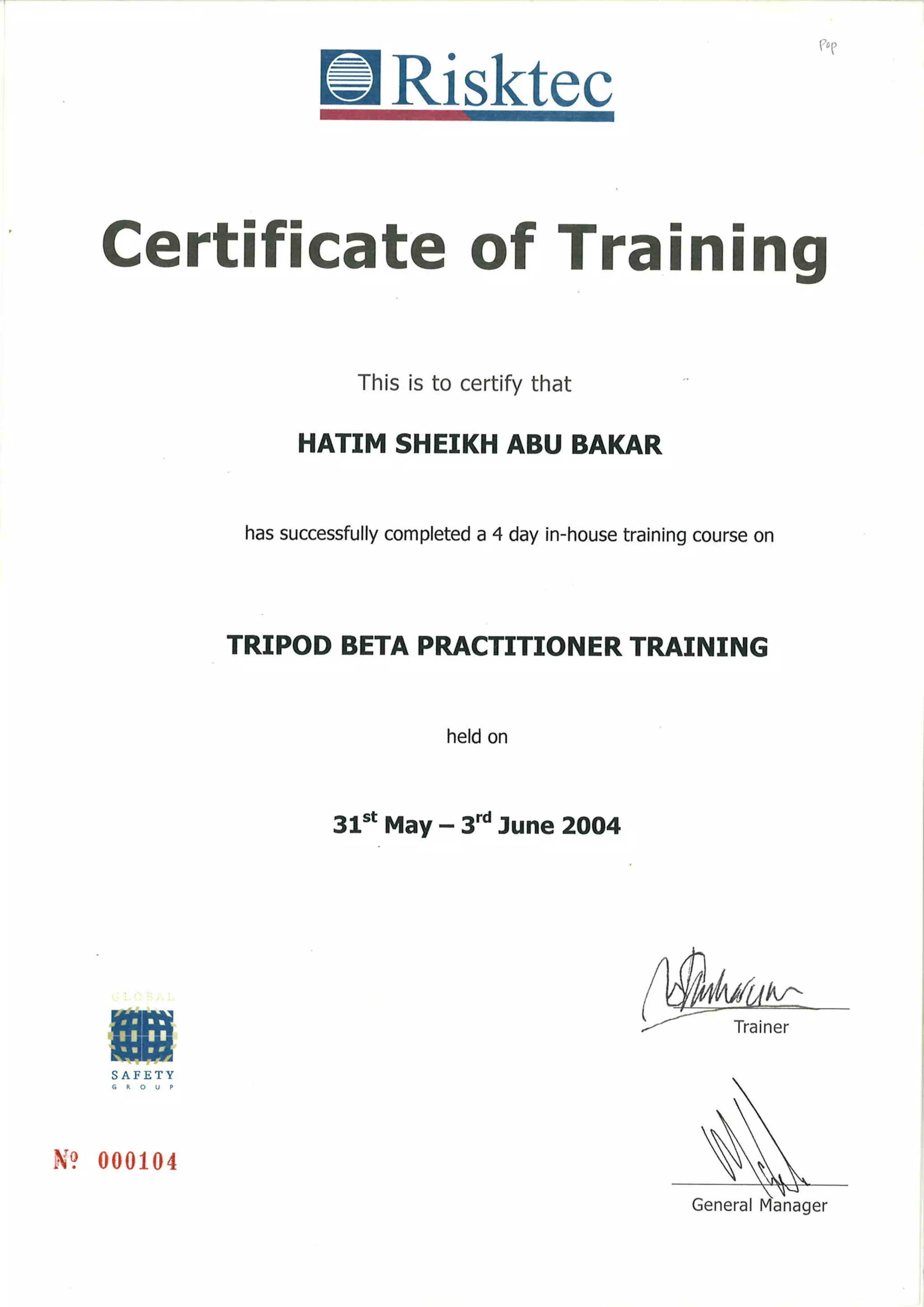 tripod beta risktec 310504 | PDF