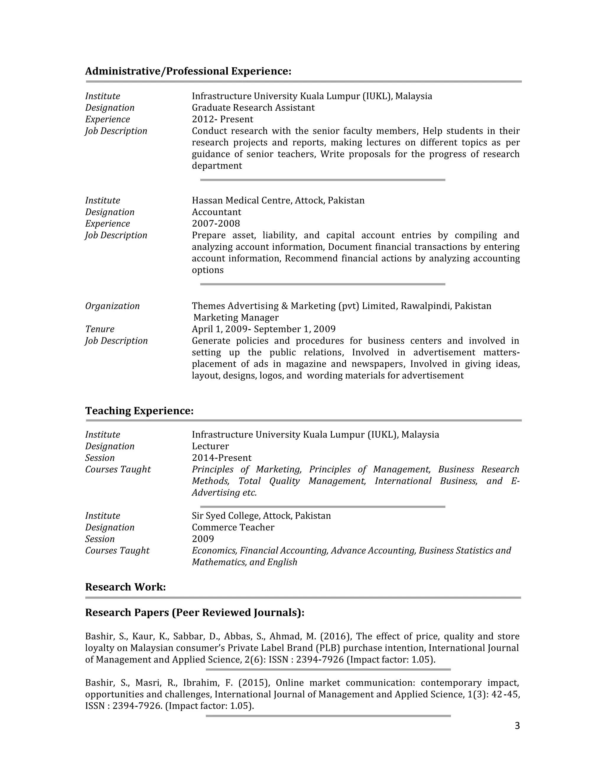 CV of Shahid Bashir | PDF