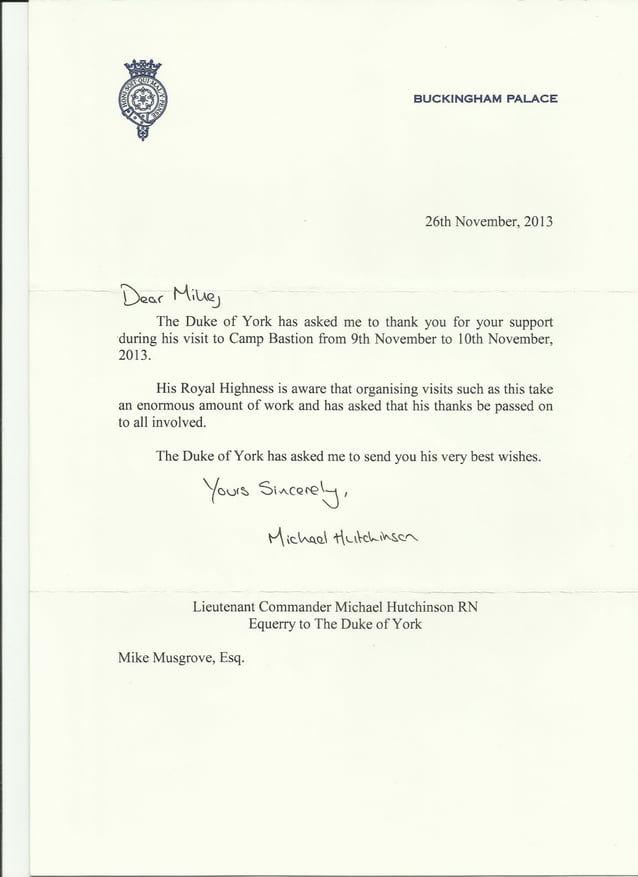 Letter of appreciation 2 HRH Duke of York | PDF