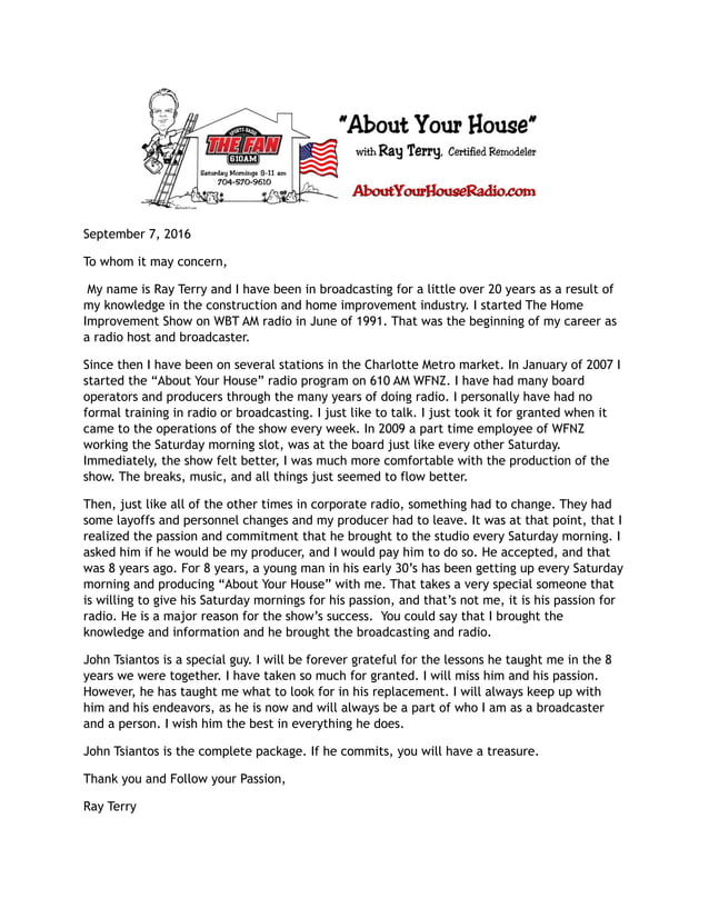 Radio Letter of Recommendation | PDF