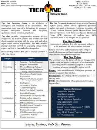 Tier One One Pager 30 Jun 15 | PDF